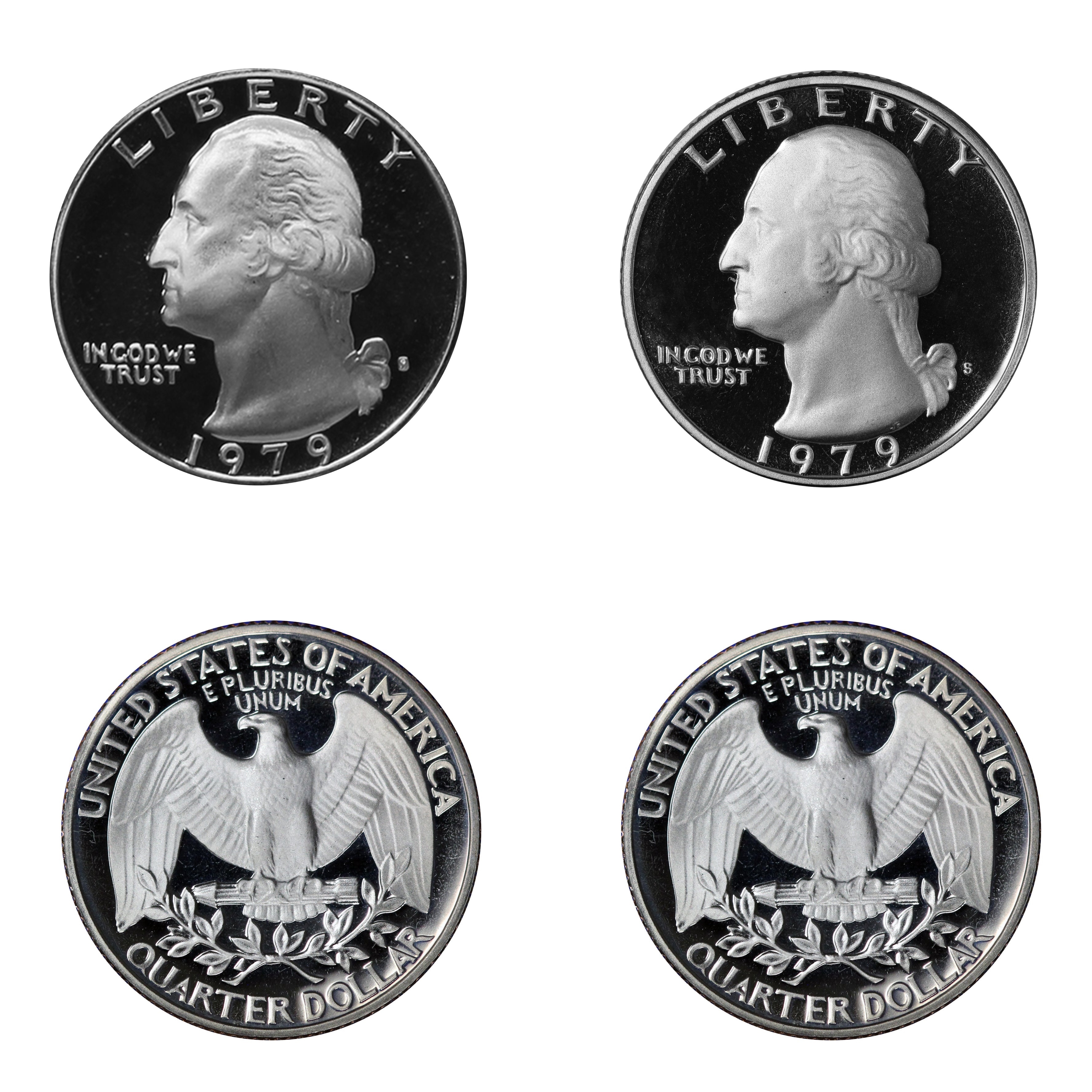 1979 S Washington Quarter Choice Cameo Proof 2 Coin Set Type 1 & 2 CN-